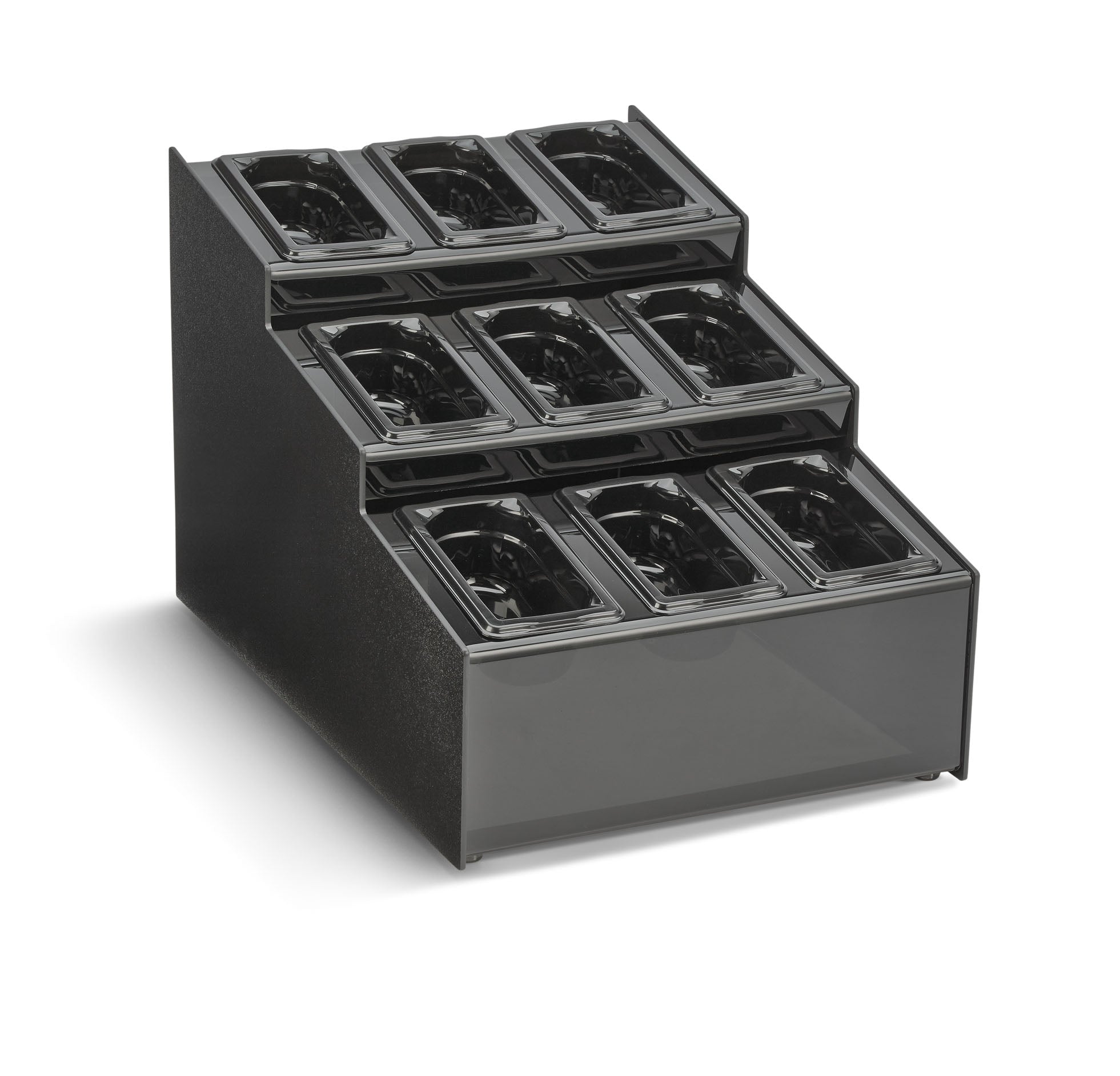 Nine-compartment countertop condiment organizer with removable black p ...