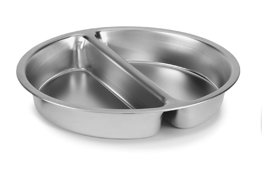 4-quart divided two-compartment round stainless steel pan – Sam Tell ...